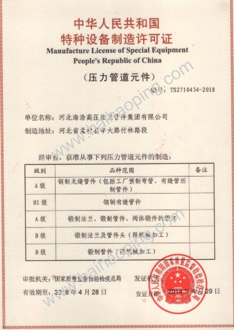 Haihao Group approved quality certifications | China Hebei Haihao ...