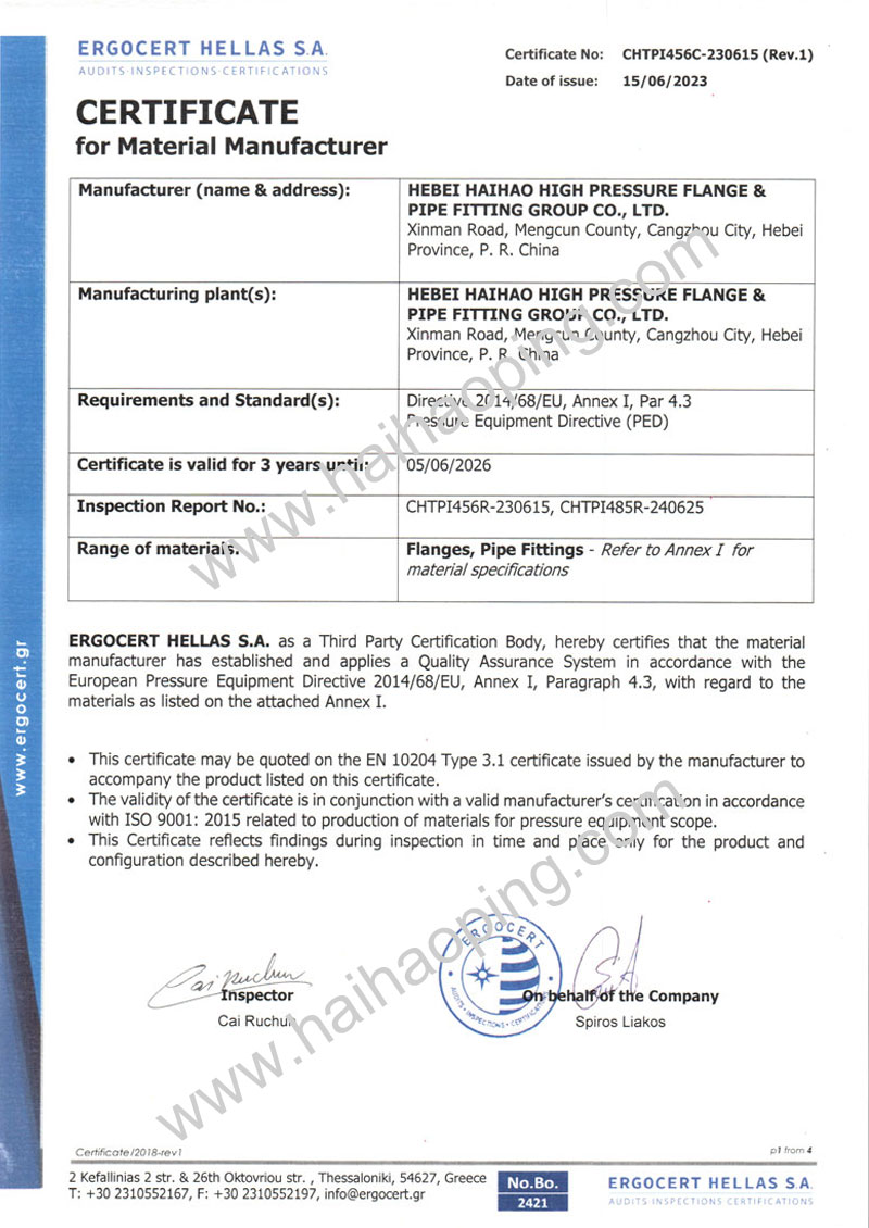 Haihao Group approved quality certifications | China Hebei Haihao ...